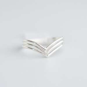 Sterling Silver Chevron Stacking Rings for Women - Ultra Thin Band ...
