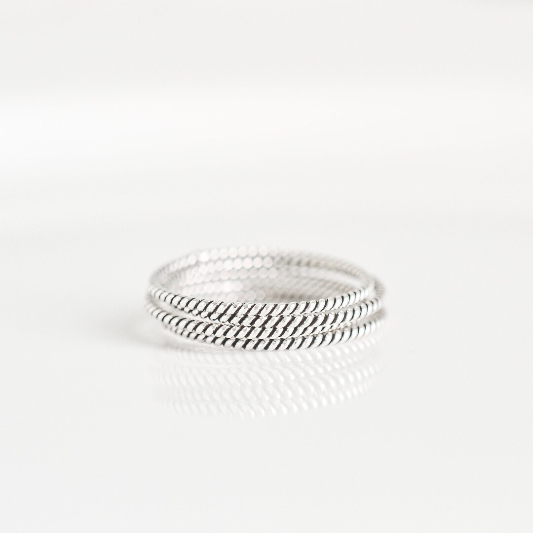 Sterling Silver Twisted Stacking Rings for Women - Ultra Thin Band ...