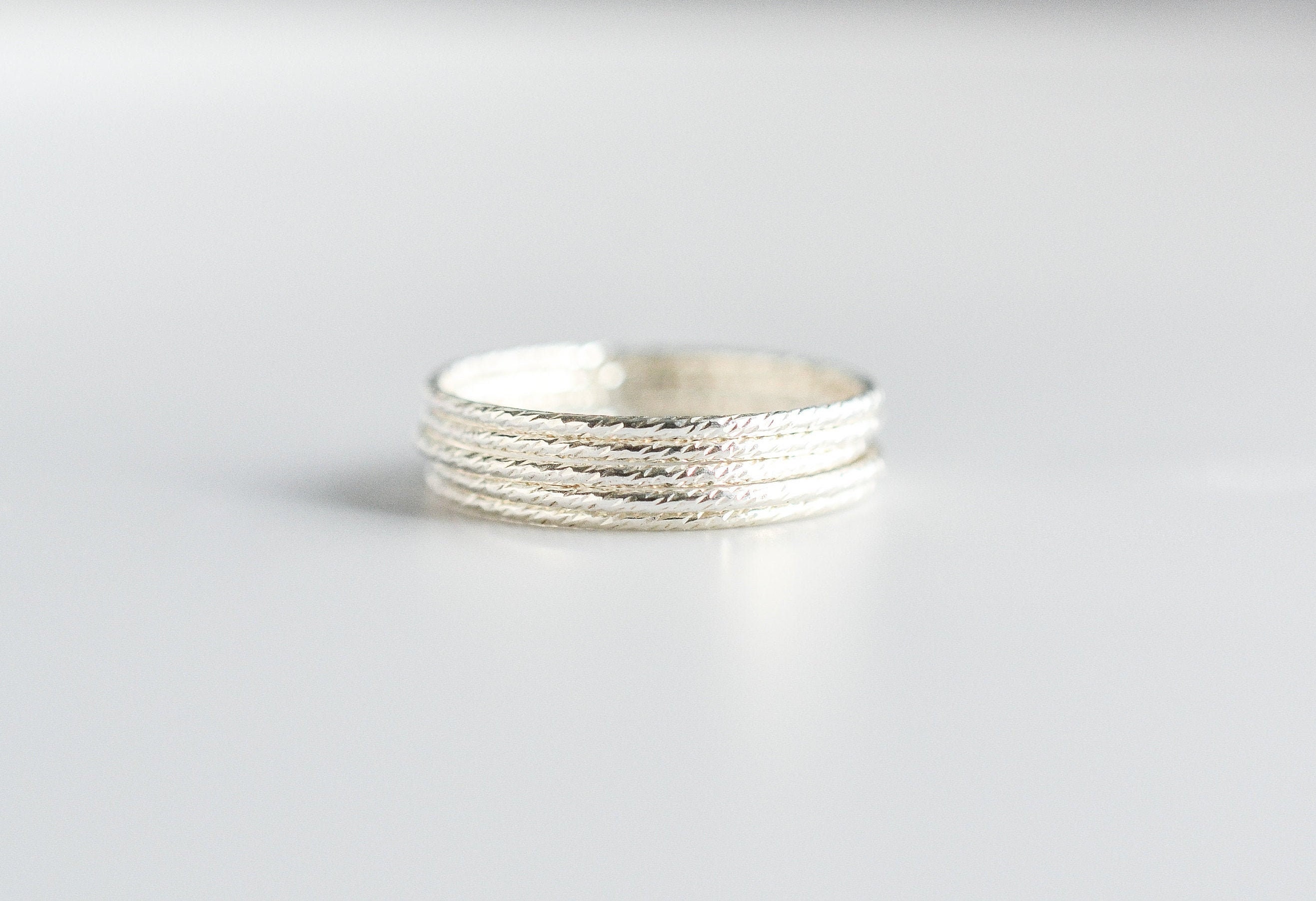 Sterling Silver Stacking Ring Set for Women Textured | Etsy