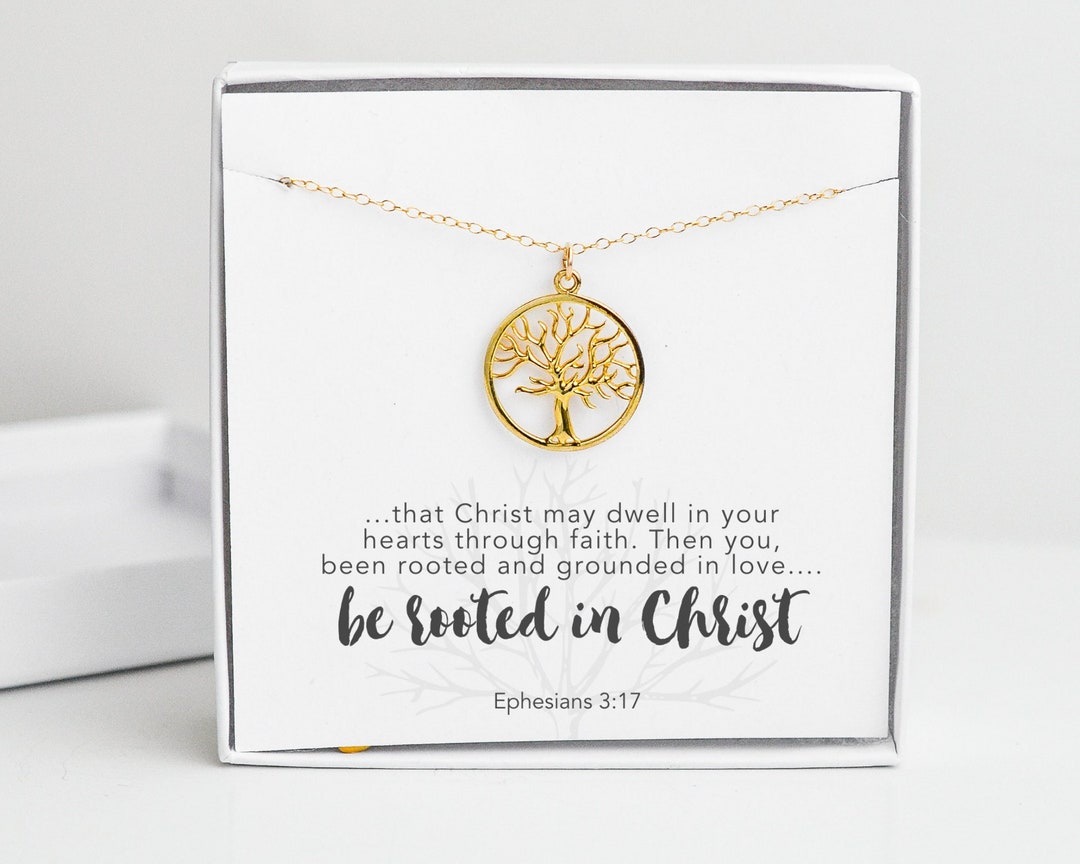 Be Rooted in Christ Necklace, Ephesians 3:17 Bible Verse Necklace ...