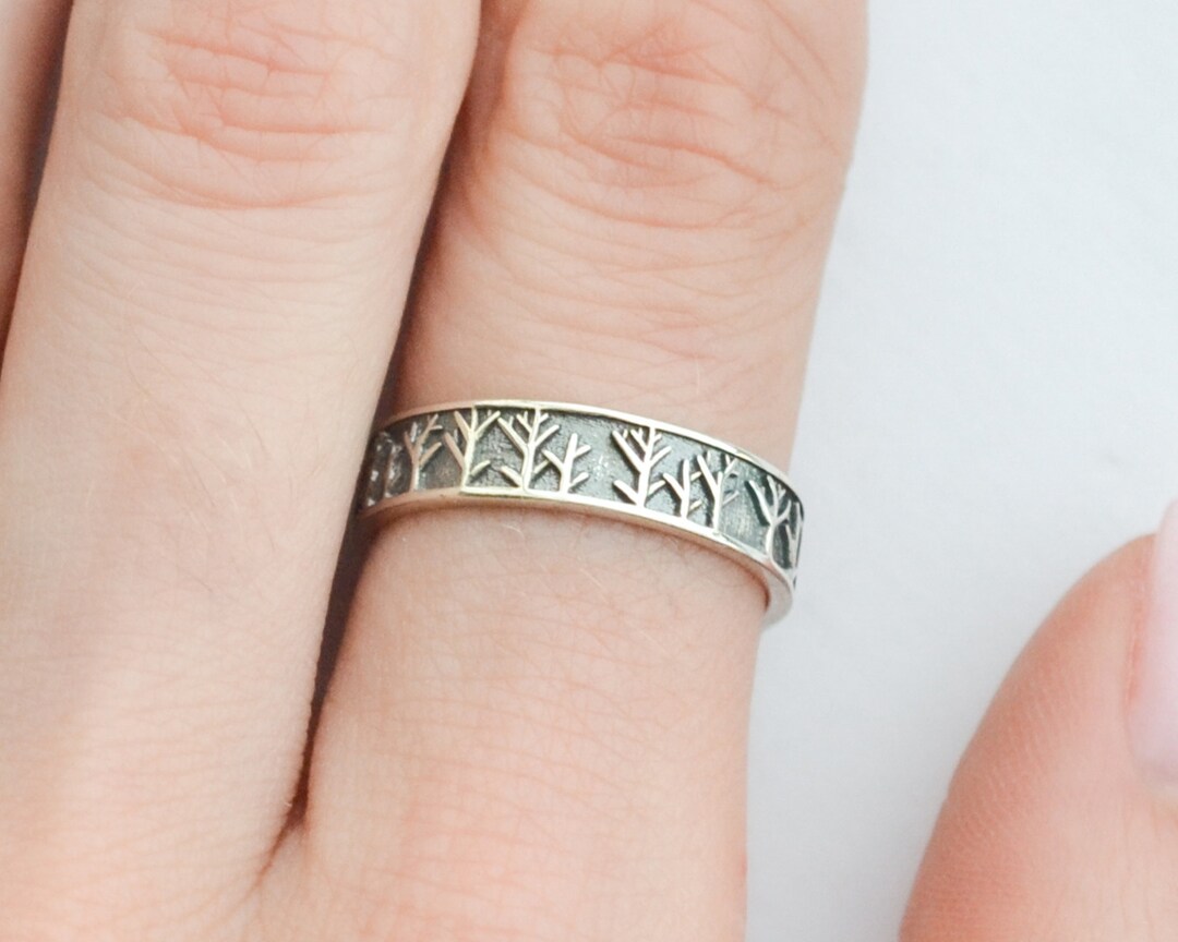Sterling Silver Tree Branch Ring, Forest Engagement Ring, Tree Ring for ...