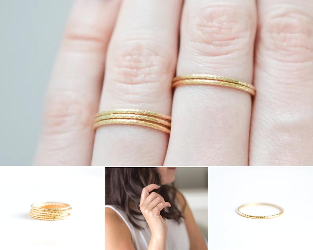 Gold Stacking Ring Set for Women - Minimalist Goldfilled Stackable Ring ...