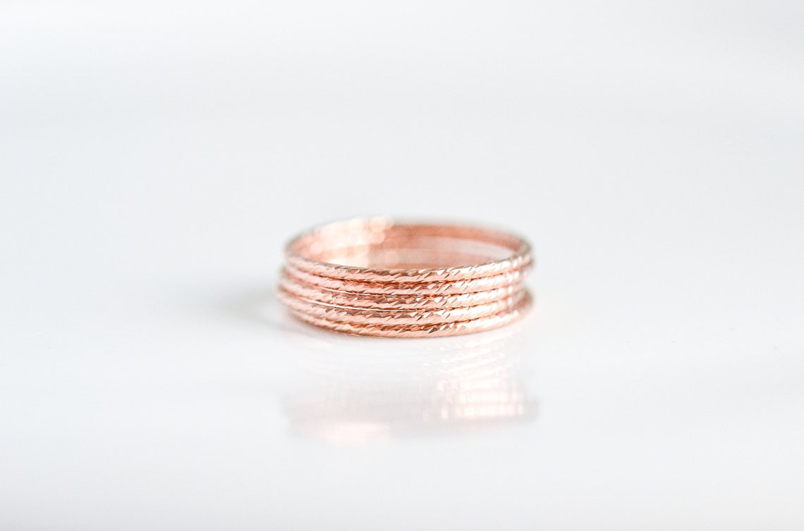 14K Rose Gold Filled Stacking Ring Set for Women - Minimalist Rose ...