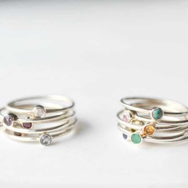 Stackable Birthstone Rings - Etsy