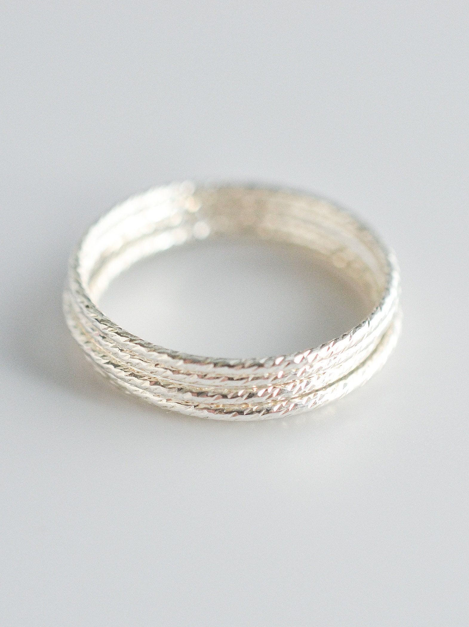 Sterling Silver Stacking Ring Set for Women Textured | Etsy