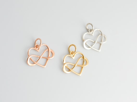 Small Sterling Silver Infinity Heart Charm Dainty Rose Gold | Etsy