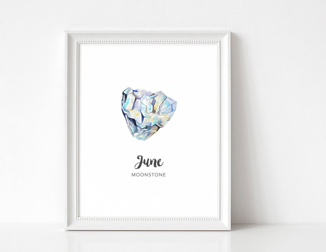June Birthstone Print, Moonstone Gemstone Art, Downloadable Art ...
