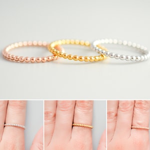 Sterling Silver Ball Bead Ring, Silver Bubble Ring, Beaded Rings for ...