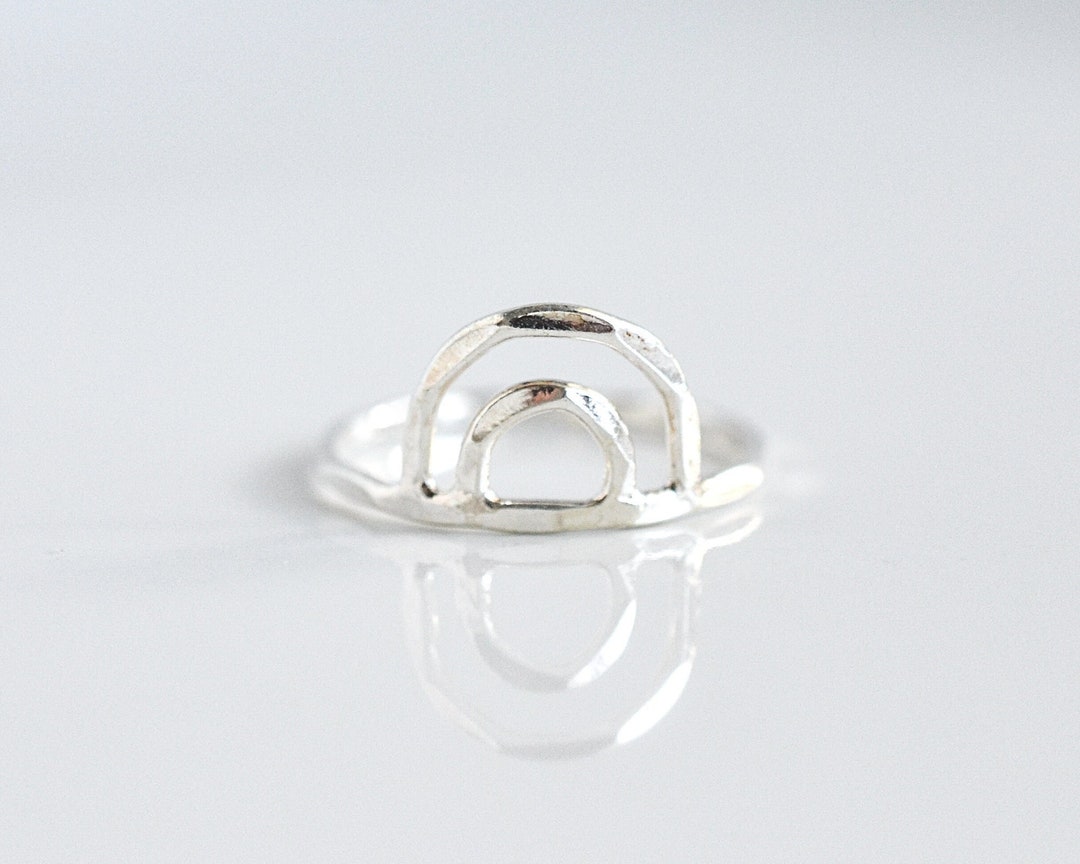 Sterling Silver Rainbow Ring for Girls, Double Arch Ring, Dainty ...