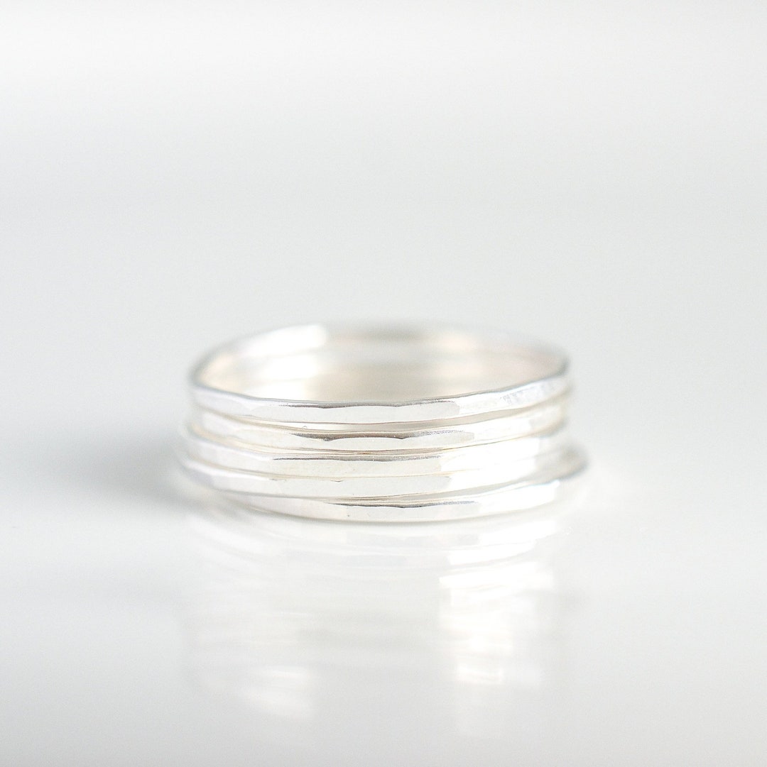 Sterling Silver Stacking Rings for Women - Ultra Thin Band Stack Ring ...