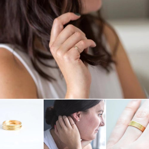 14k Gold Filled Stacking Ring Set for Women Minimalist - Etsy