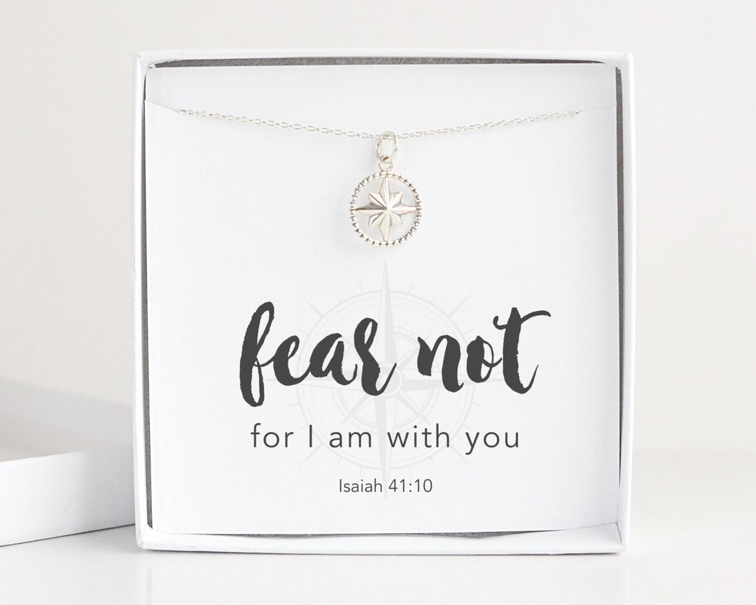 Fear Not Compass Necklace, Bible Verse Isaiah 41:10 Modern Christian ...