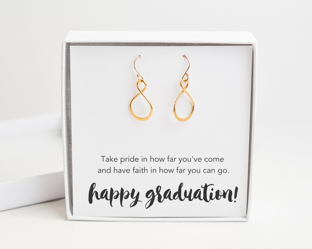 Graduation Gift for Her, Gold Infinity Earrings, College High School ...