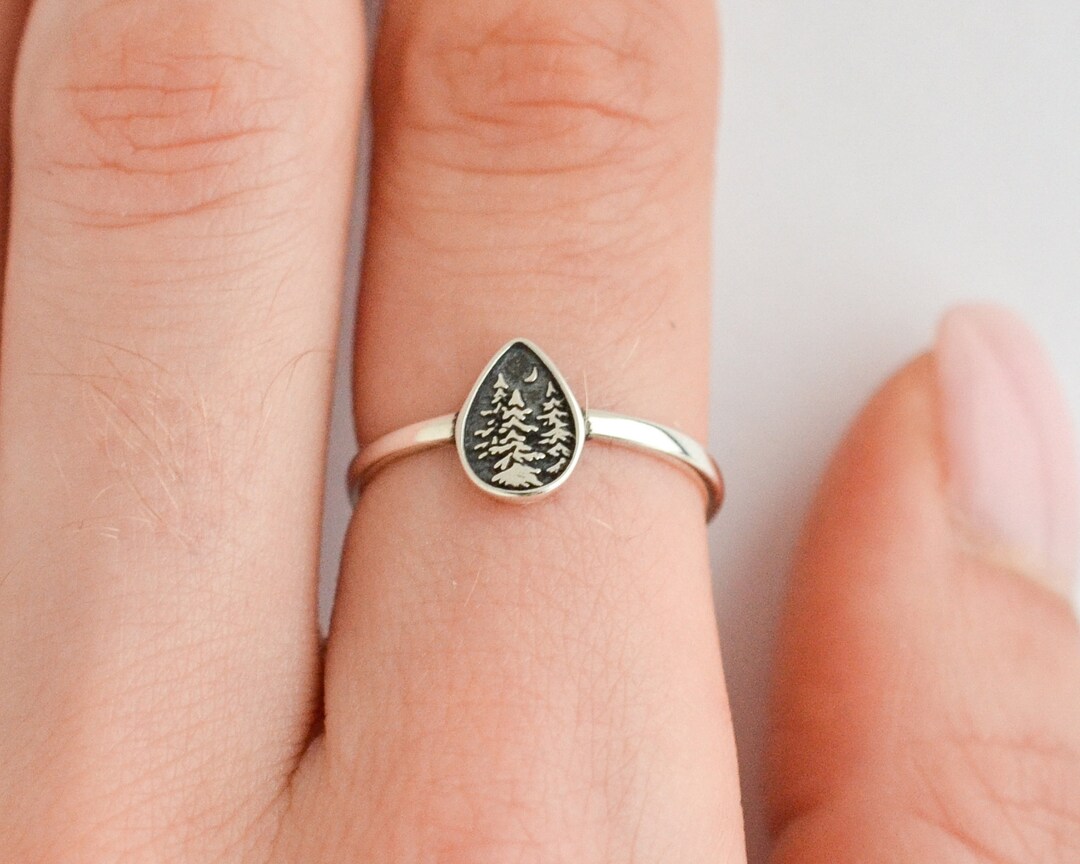 Sterling Silver Forest Ring for Women, Minimalist Cottagecore Ring ...