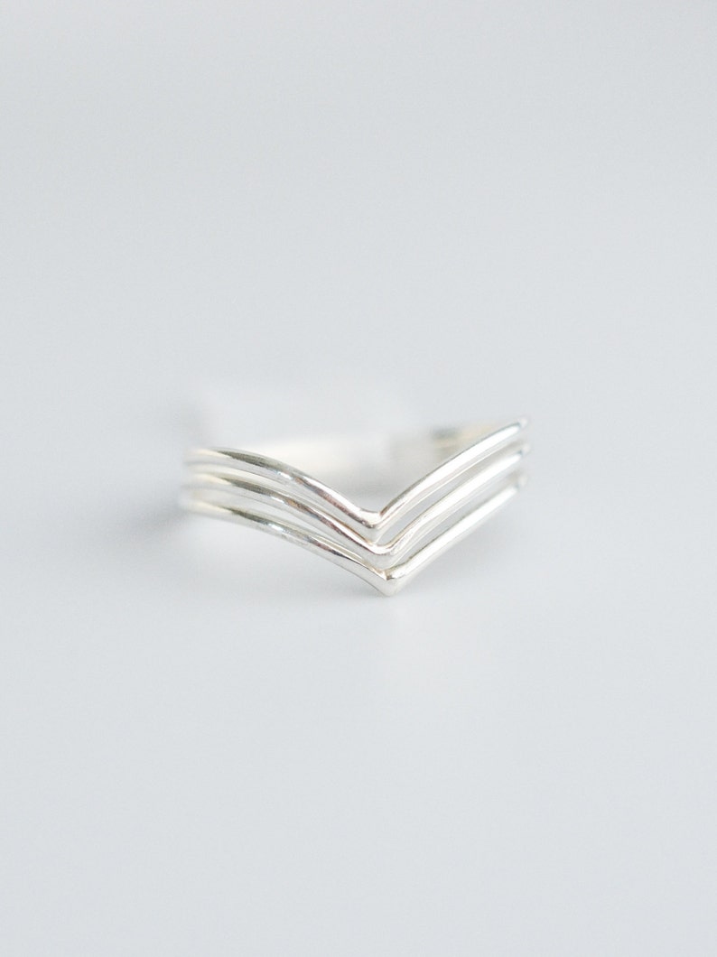 Sterling Silver Chevron Stacking Rings for Women Gold/rose | Etsy