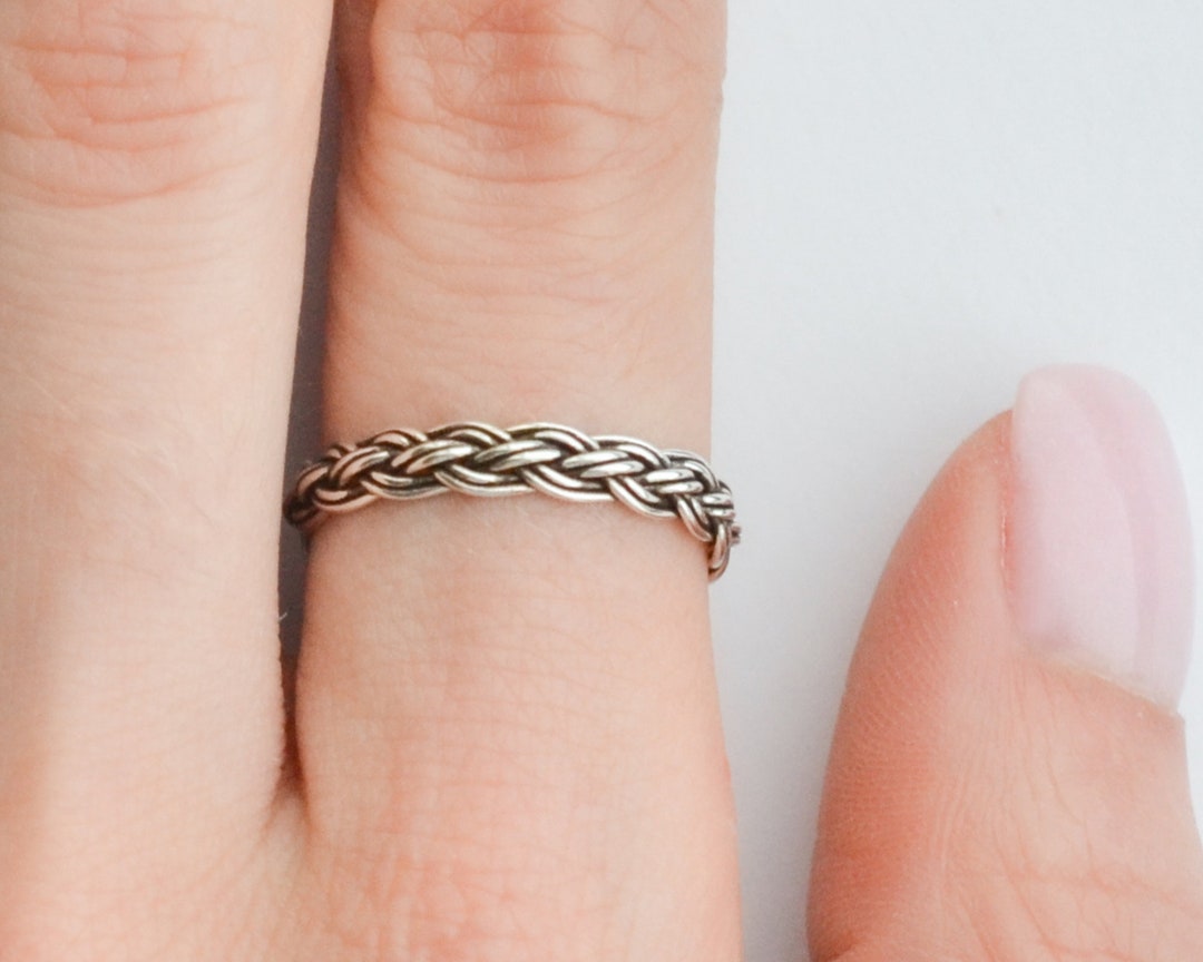 Sterling Silver Braided Ring for Women, Simple Dainty Ring, Minimalist Stacking Braid Ring ...