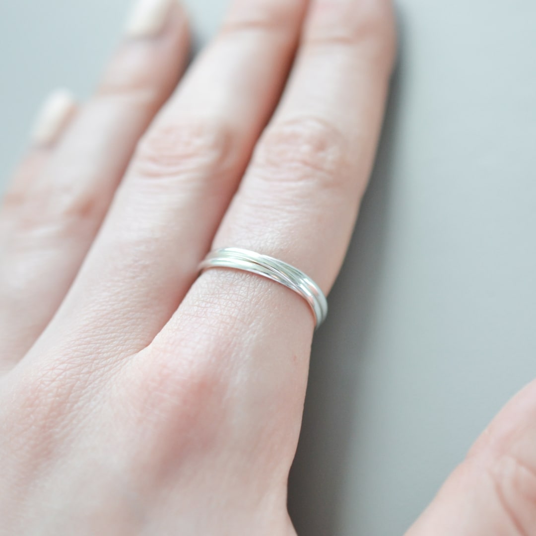 925 Sterling Silver Rolling Ring - Interlocking Circles Ring - Triple ...