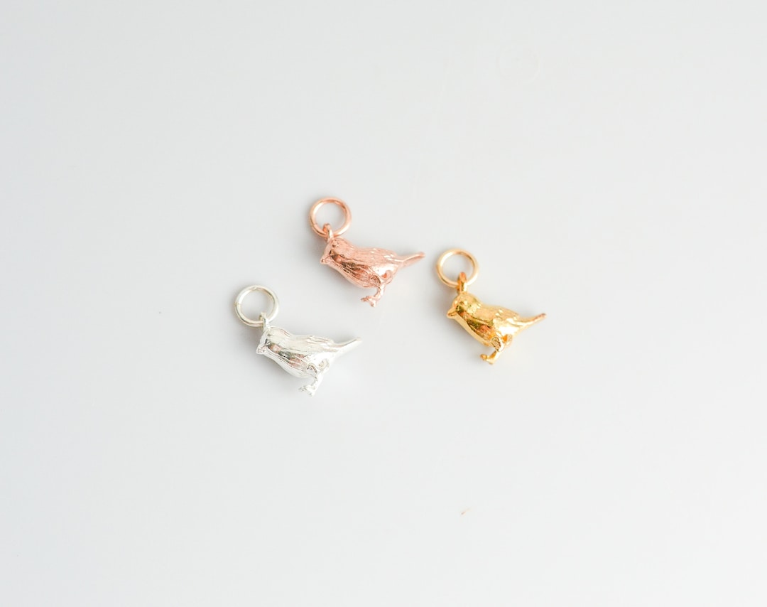 Sterling Silver, Gold and Rose Gold Bird Charm, Nature Charm, Add a ...