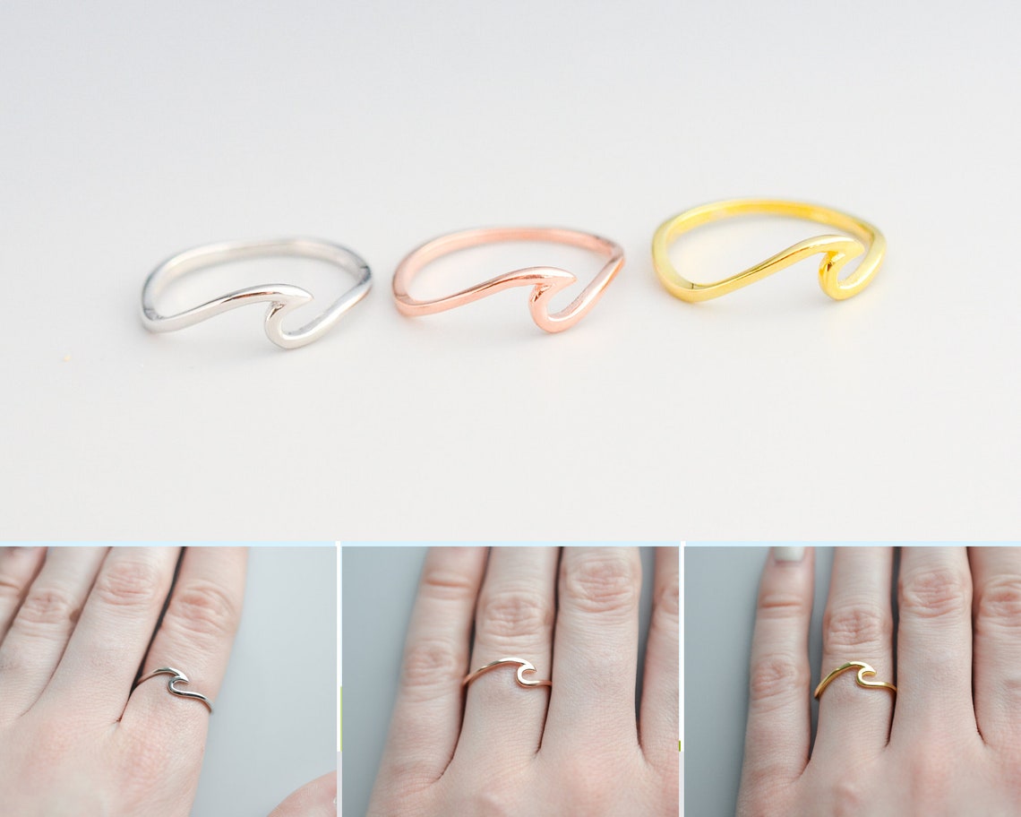 Ocean Wave Ring Sterling Silver Ocean Ring Dainty Ring | Etsy