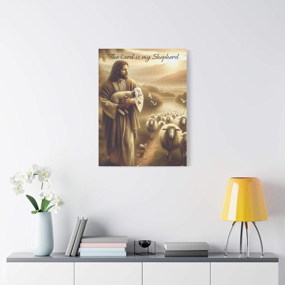 Jesus Wall Art, the Lord is My Shepherd Canvas, Faith Decor, Religious ...