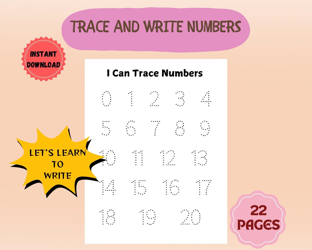 Tracing Numbers 0-20, Handwriting Practice, Number Tracing Worksheets ...