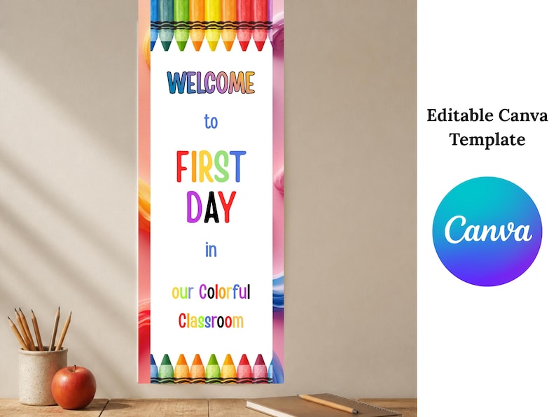 First Day of School Banner Editable Canva Template Welcome Back to ...