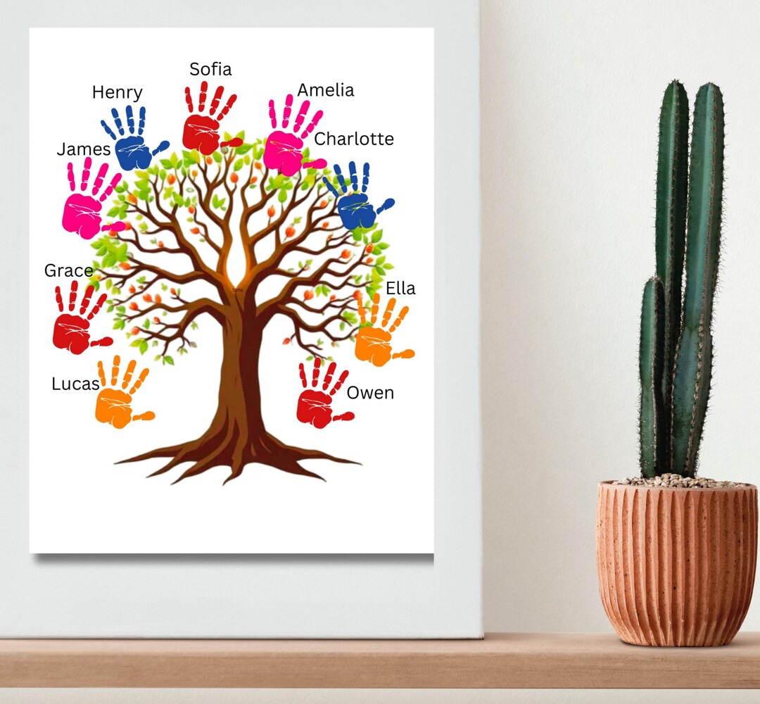 Custom Handprint Family Tree Art, Personalized Touch, Family Keepsake ...