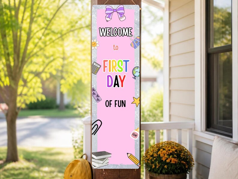First Day of School Banner Editable Canva Template Welcome Back to ...