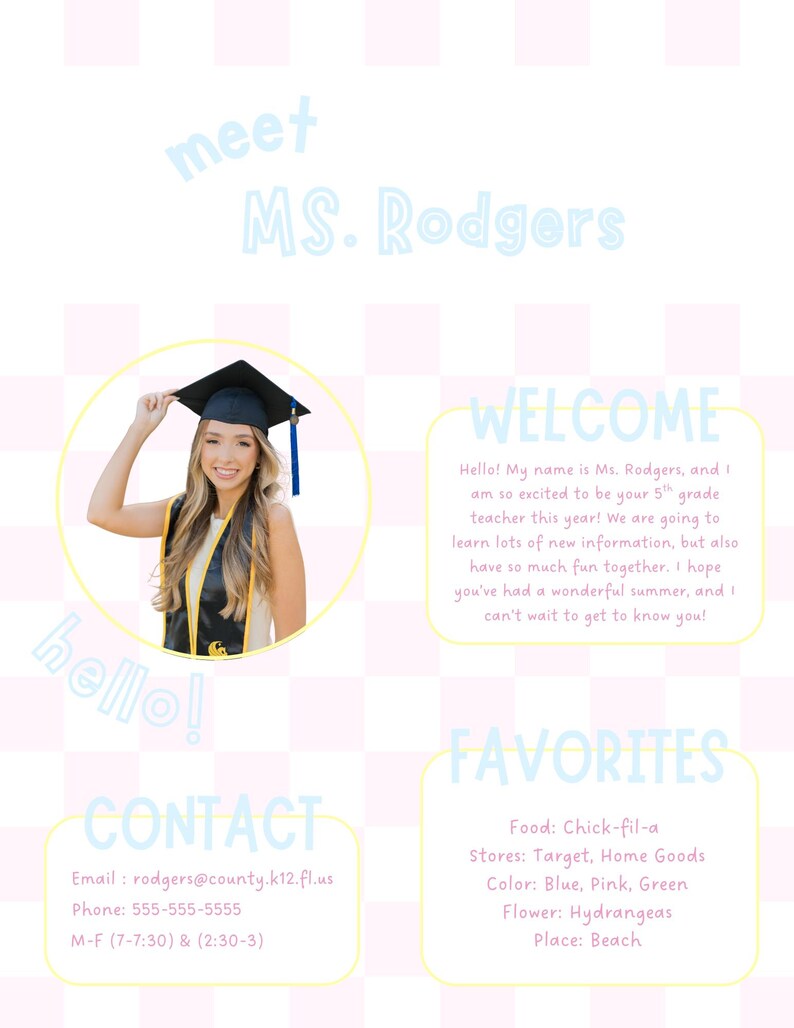 Bright Pastel Meet the Teacher | Teacher Template | Back to School ...