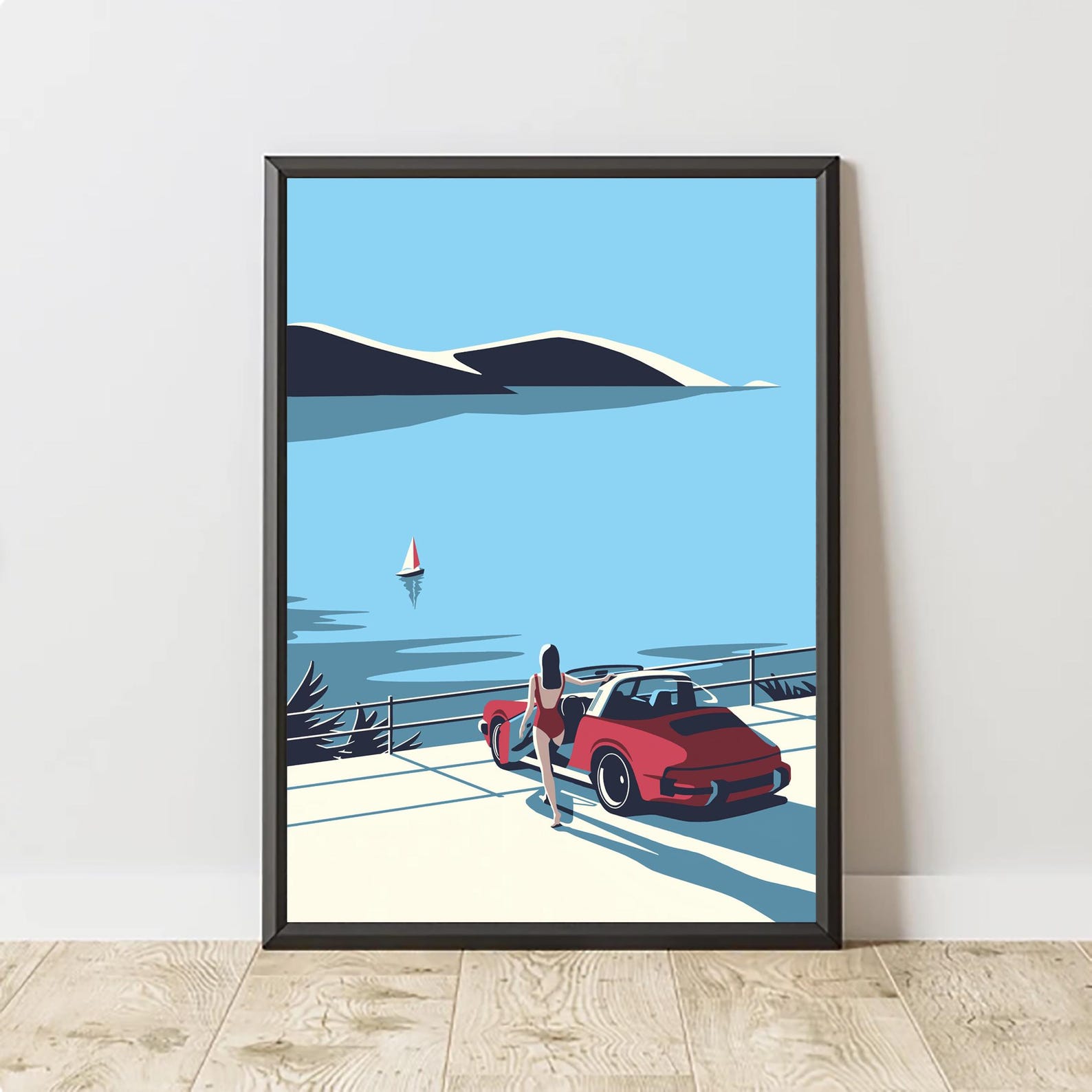 Vintage Porsche Poster Print - Classic Car Wall Art Decor, Retro ...