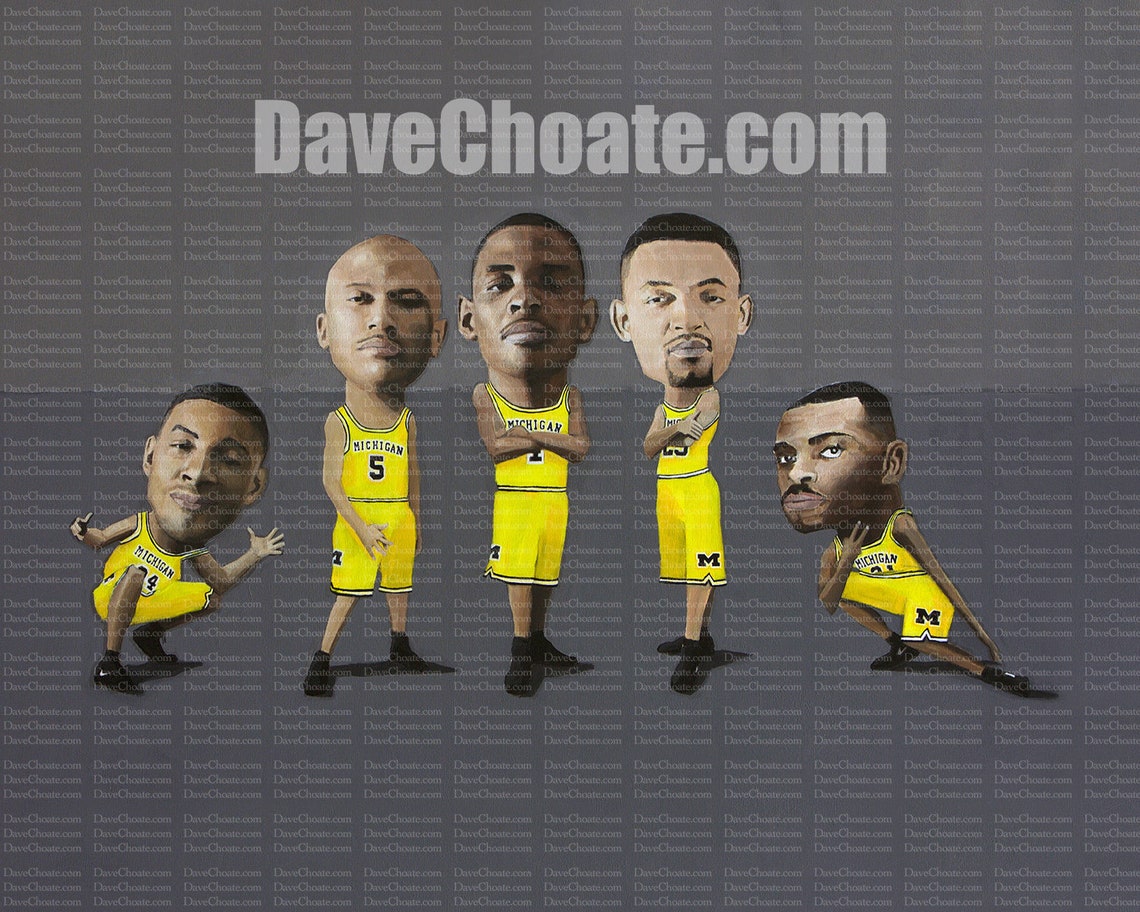 Fab Five 5 Michigan Wolverines Art Photo Print. Chris Webber, Jalen ...