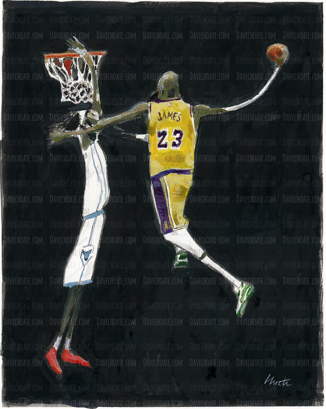 Lebron James, Los Angeles Lakers Original Watercolor Painting Measures ...