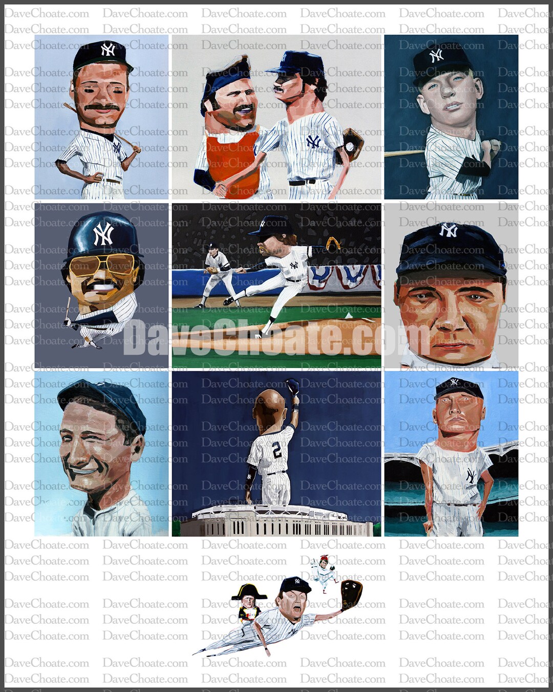 New York Yankees Art Collage Photo Print. Don Mattingly, Thurman Munson ...