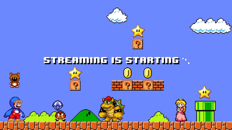 Mario Bros Twitch Animated Screens, Twitch Overlay Package Stream ...