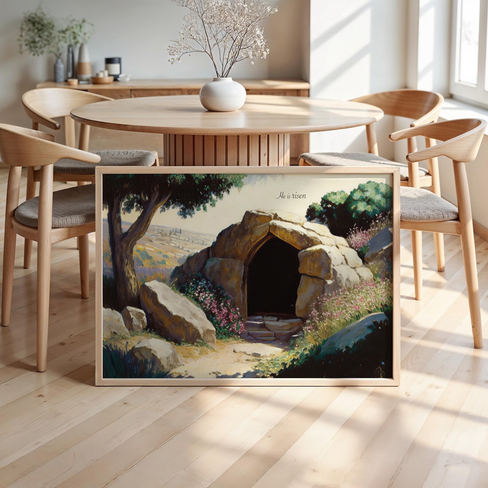 Easter Christian Art Hanging He is Risen Poster, Gospel Art for Faith ...
