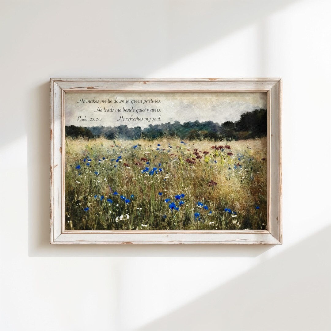 Scripture Wall Art | He Leads Me Beside Quiet Waters | Bible Verse Wall ...