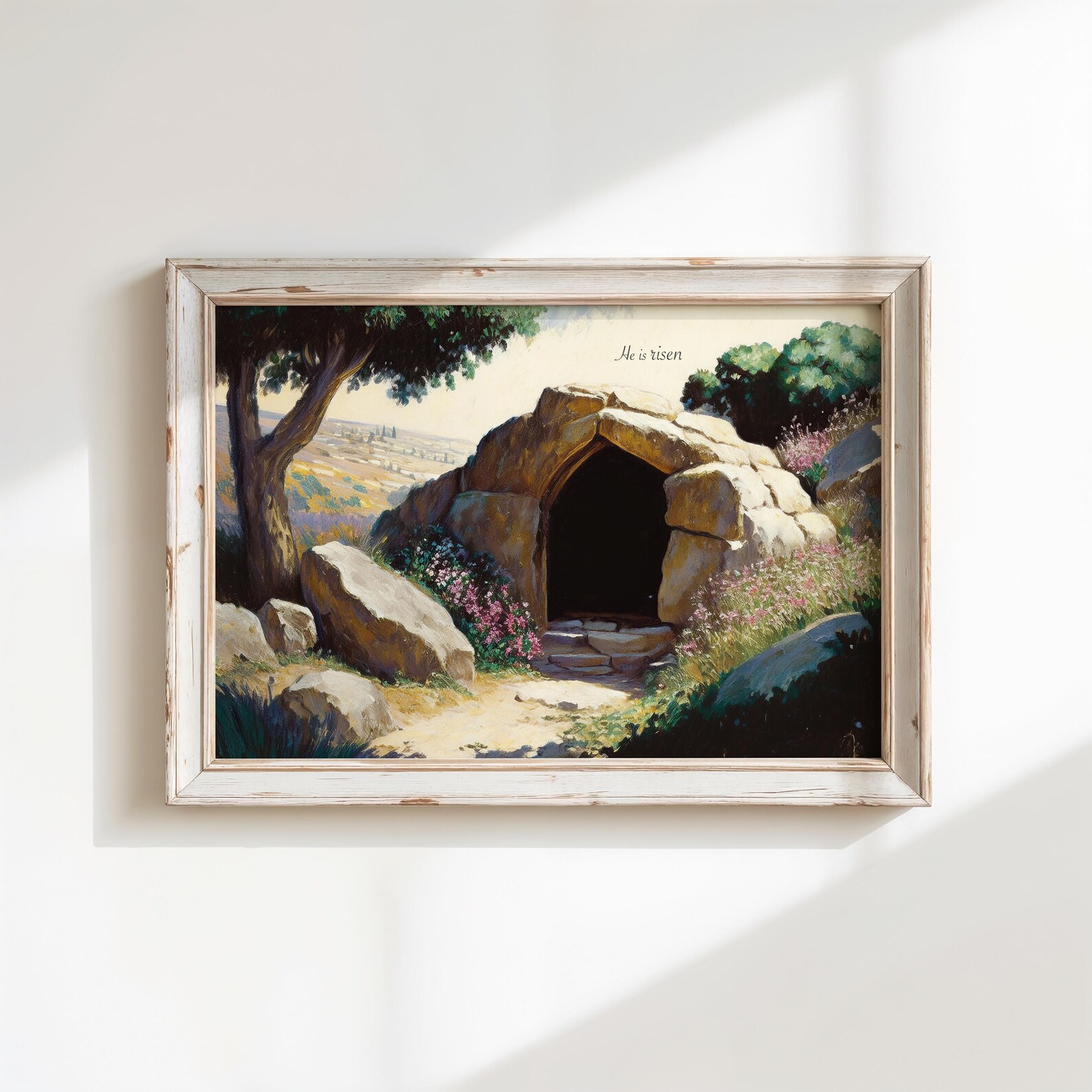 Easter Christian Art Hanging He is Risen Poster, Gospel Art for Faith ...