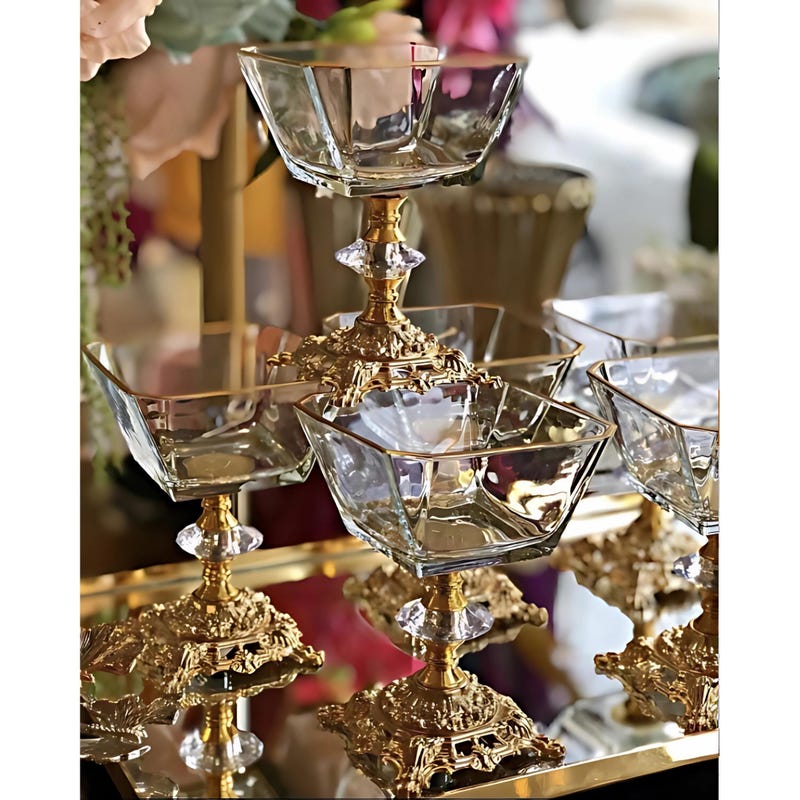 Gold Pedestal Glass Bowl - Etsy UK