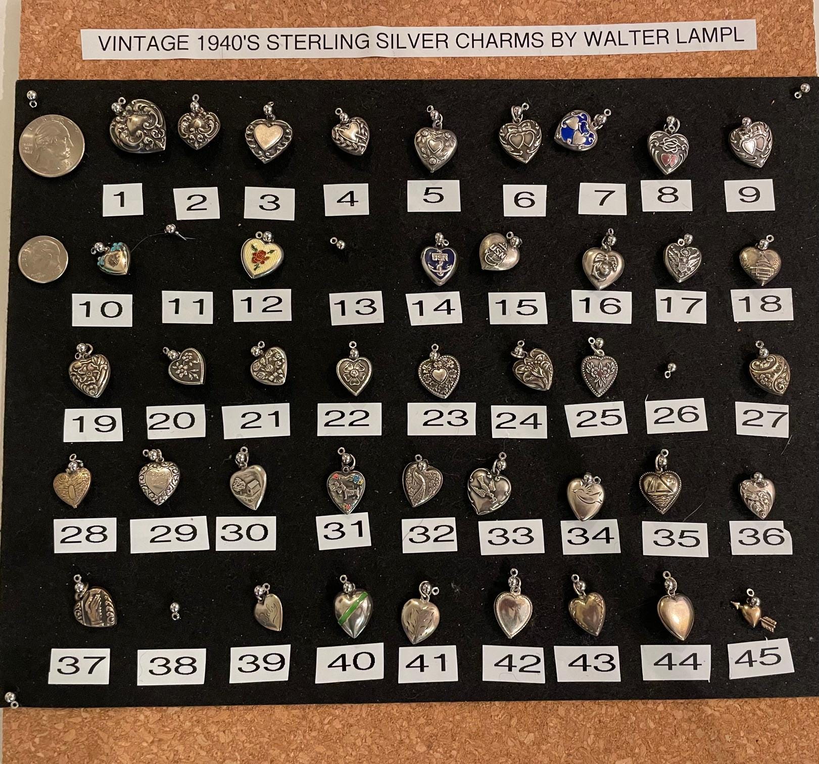 Vintage Walter Lampl Puffy Heart Charms - Etsy