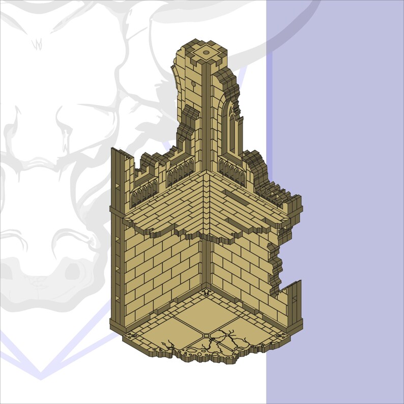 DIY Modular MDF Terrain Kit - Gothic Cathedral - Ruined Corner 2 - Etsy