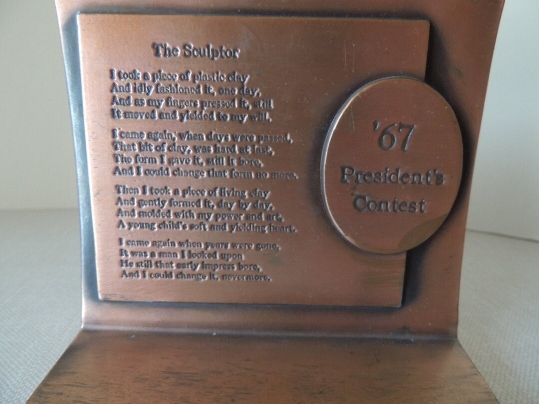 Copper Poem Bookend. Copper the Sculptor Poem - Etsy