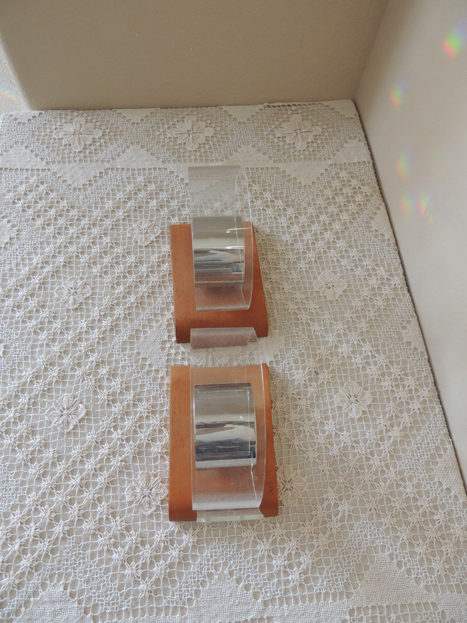 Round Wood Bookends. Art Deco Style Bookends. Plastic Wood - Etsy