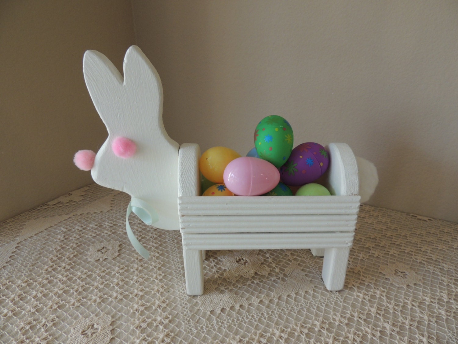 Rabbit Wood Planter Box. Country White Wood Easter Bunny - Etsy