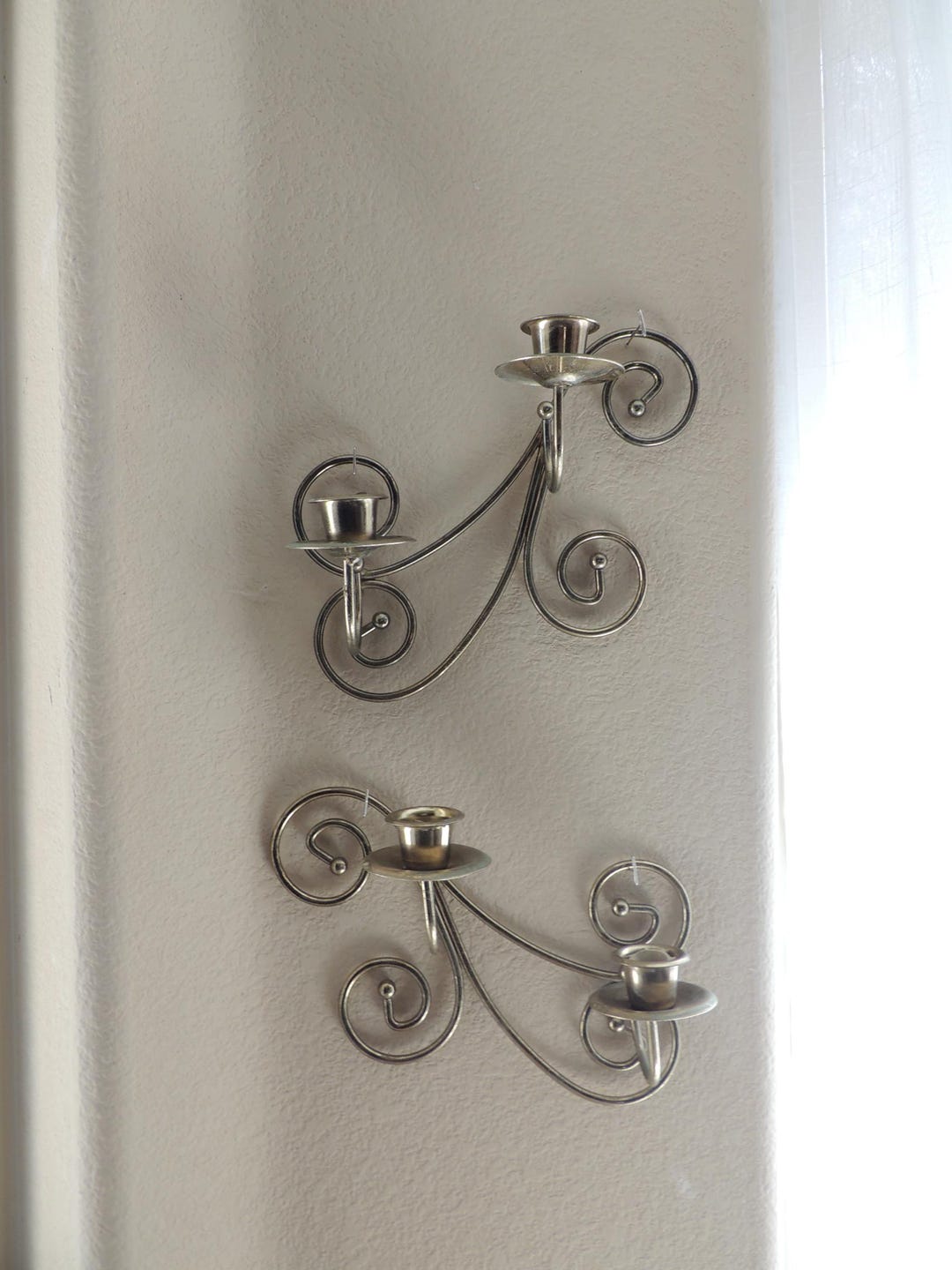 Home Interiors Gold Tone Scroll Work Candle Sconces. Fancy Wall Candle ...