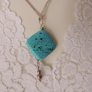 Vintage Handmade Square Turquoise Pendant. Southwestern Style Turquoise ...