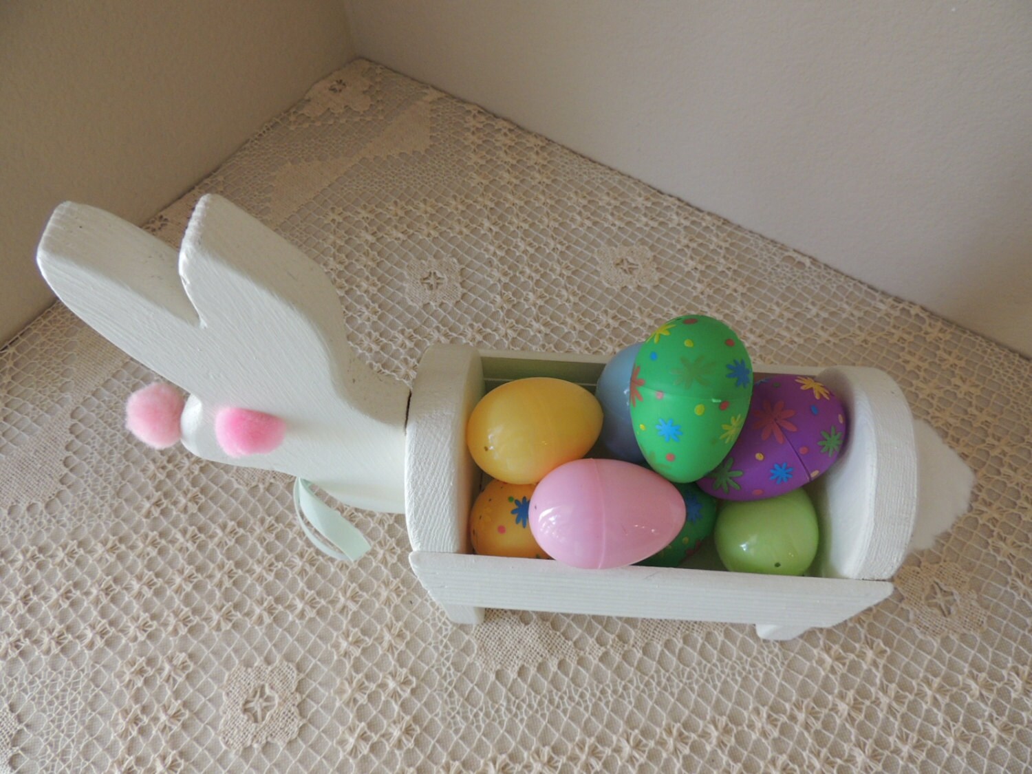 Rabbit Wood Planter Box. Country White Wood Easter Bunny - Etsy