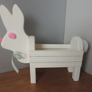 Rabbit Wood Planter Box. Country White Wood Easter Bunny Planter ...