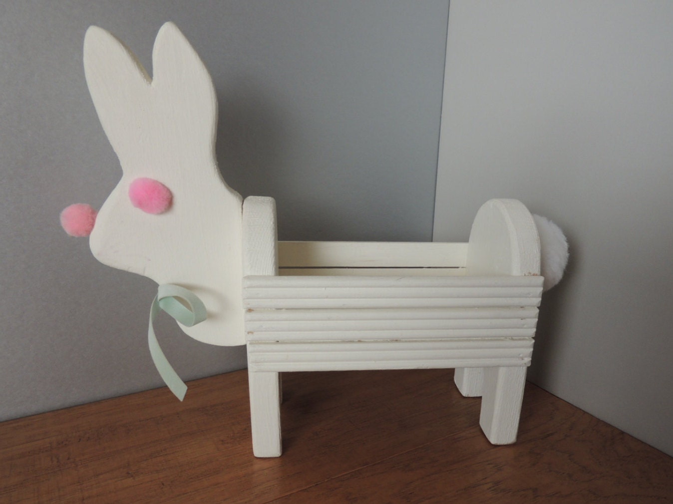 Rabbit Wood Planter Box. Country White Wood Easter Bunny - Etsy