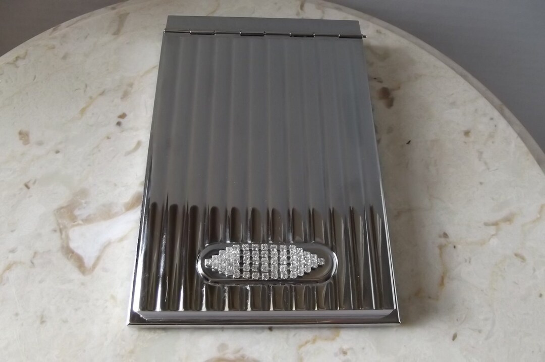 Rhinestone Metal Notepad. Upcycled Silver Tone Desk Accessory ...