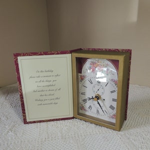Avon Birthday Book Clock. Tabletop Battery Book Clock. 1995 Red Avon ...